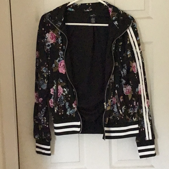 Rue21 | Jackets & Coats | Black Lightweight Jacket With Floral Design ...